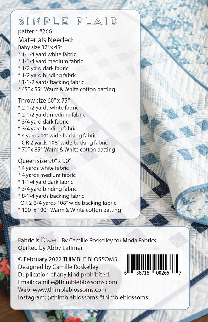Simple Plaid - PDF pattern – Thimble Blossoms